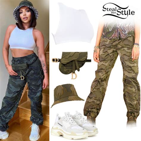 Jesy Nelson White Crop Top Camo Pants Steal Her Style