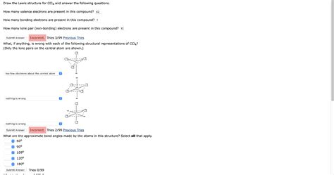 Solved Draw The Lewis Structure For Ccl4 And Answer The