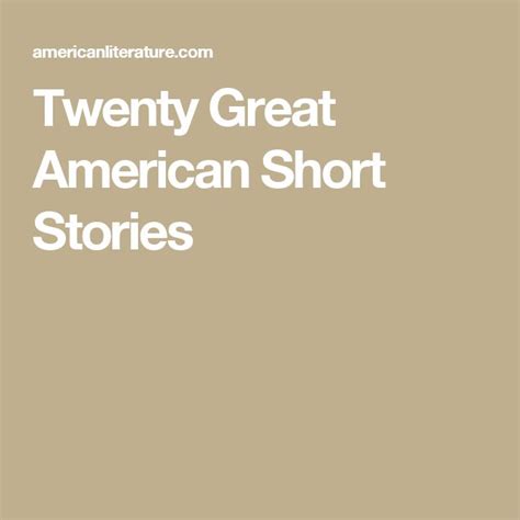 20 Great American Short Stories — Read Free Online Short Story