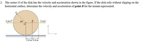 Solved The Center O Of The Disk Has The Velocity And Acceleration Shown In The Figure If The