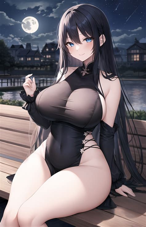 rule 34 1girls ai generated black hair blue eyes breasts female