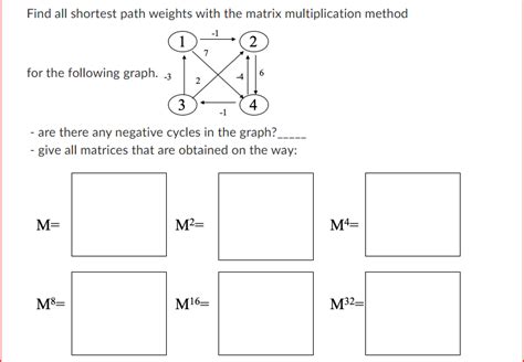 Solved Find All Shortest Path Weights With The Matrix Chegg