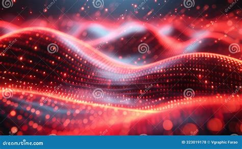 Red And Black Digital Wave Pattern With Binary Code Abstract Technology Background Futuristic