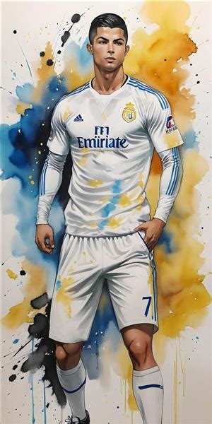 تابلو دیجیتال از کریستیانو رونالدو نقاشی آبرنگی با توپ 1720156