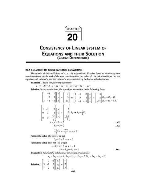 Higher Engg Maths 20 Consistency Of Linear System Of Equations And Their Solutions Are