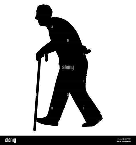 Old Man Cane Standing On Stock Vector Images Alamy