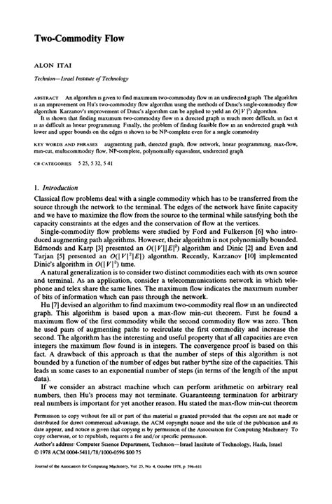 Pdf Two Commodity Flow