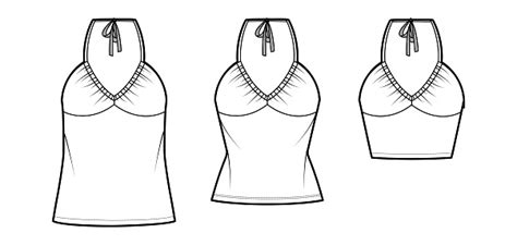 엠파이어 솔기 얇은 타이백 슬림한 오버사이즈 핏 활이 있는 탑스 V넥 홀터 탱크 테크니컬 패션 일러스트레이션 세트 0명에 대한 스톡 벡터 아트 및 기타 이미지 Istock