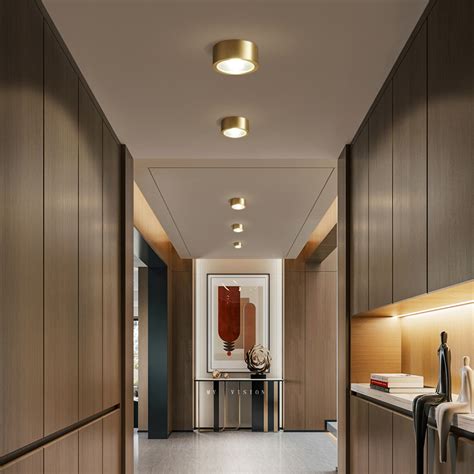 全铜明装筒灯圆形轻奢小射灯超薄北欧客厅玄关走廊过道吸顶灯阳台 虎窝淘