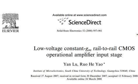 low voltage constant gm rail to rail cmos operational amplifier input