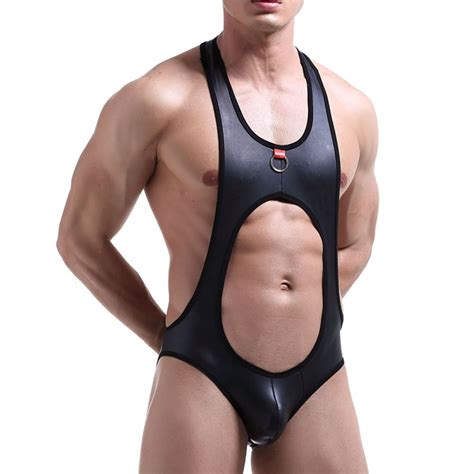 Leather Bodysuit For Men Rainbow Thongs