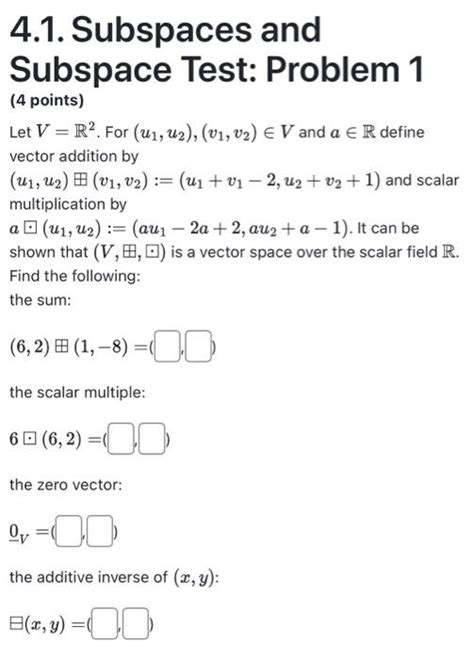 solved 4 1 subspaces and subspace test problem 1 4