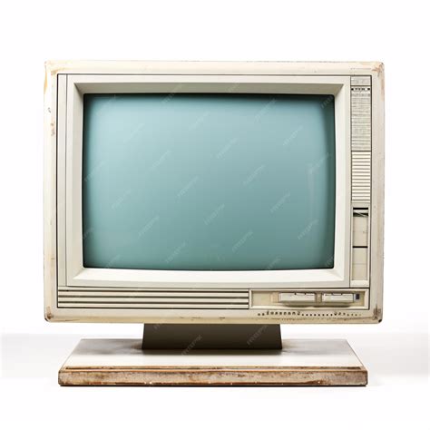 Premium Ai Image Close Up Of Old Computer Monitor Isolated On White Background Retro Wave Old