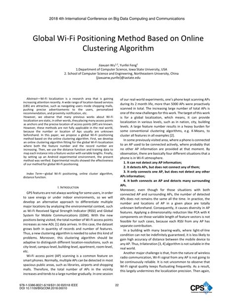 Pdf Global Wi Fi Positioning Method Based On Online Clustering Algorithm