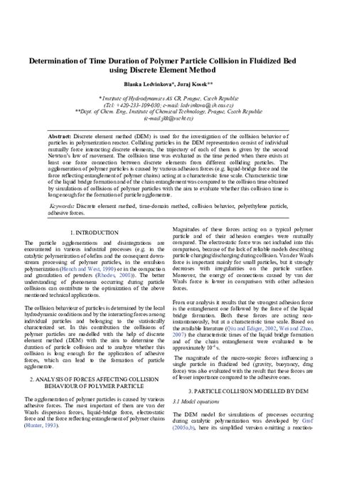 Pdf Determination Of Time Duration Of Polymer Particle Collision In
