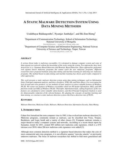 classification of malware based on data mining approach
