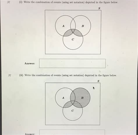 Solved 2 I Write The Combination Of Events Using Set Chegg Com