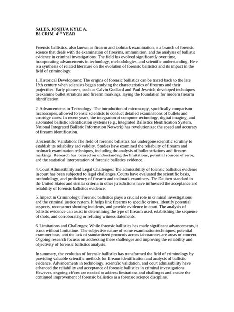 Ballistic Assessment Copy Pdf Forensic Science Science