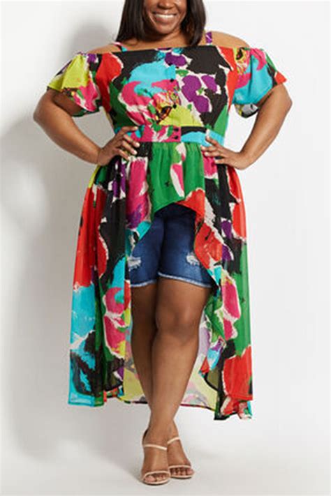Sexy Fashion Printed Green Plus Size Dress