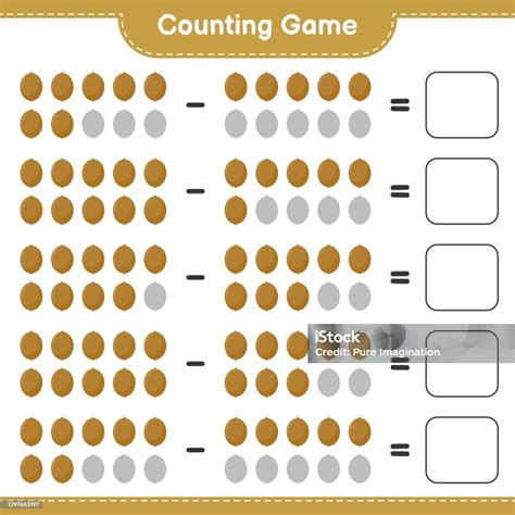 게임을 계산 키위의 수를 계산하고 결과를 작성합니다 교육 어린이 게임 인쇄 워크 시트 벡터 일러스트레이션 0명에 대한 스톡 벡터 아트 및 기타 이미지 Istock