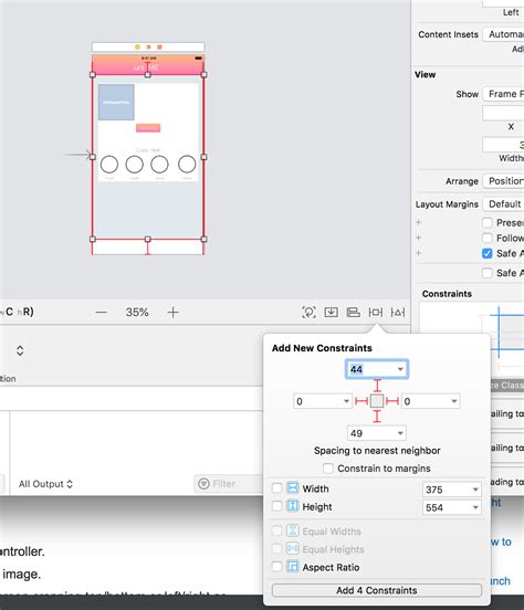 swift autolayout still shows error after i have set margins stack overflow