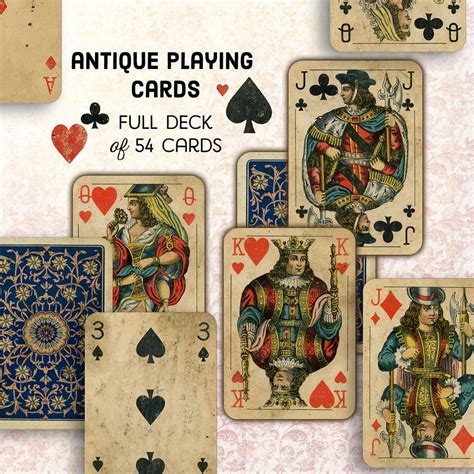 Buy Antique Playing Cards Full Deck Zip Collection Craft Supplies For