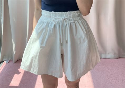 하이웨스트 허리 밴딩 바스락 아노락 A라인 반바지 3color 에이블리