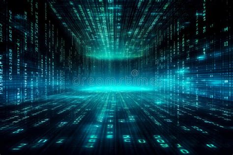 Virtual Abstract Digital Binary Code Background Matrix And Big Data