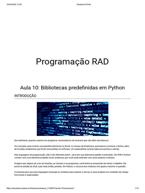 10 Bibliotecas Predifinidas Em Python Pdf Python Linguagem De