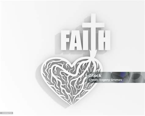 기독교 십자가와 말린 뿌리가 있는 하트 모양의 나무 기독교 개념 그림입니다 믿음의 말씀 3d 렌더링 Cult에 대한 스톡 사진 및 기타 이미지 Istock