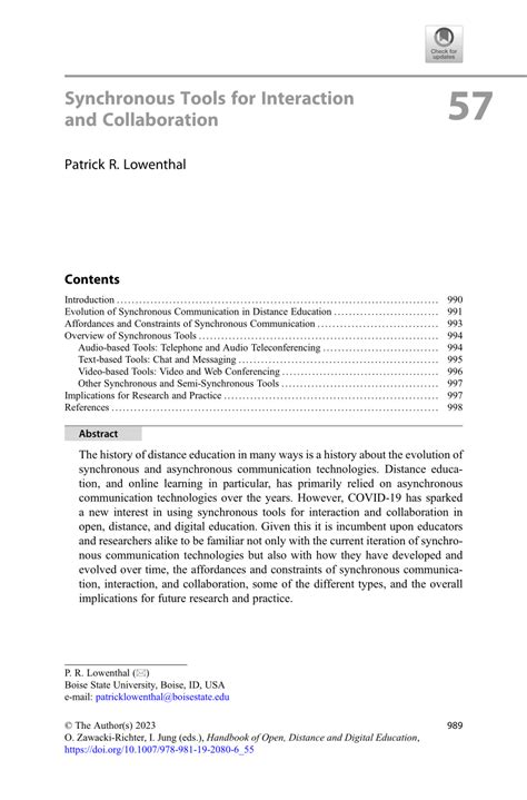 Pdf Synchronous Tools For Interaction And Collaboration