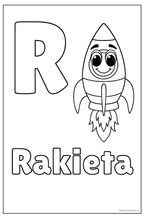 Kolorowanka Litera R Do Druku R Jak Rakieta Morindia Kolorowanki