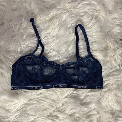 Navy Blue Lounge Lace Bralette “blossom Balcony” Depop