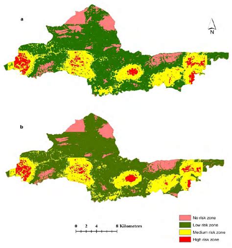 A Sensitive Zone Map Of 1973 B Sensitive Zone Map Of 2010