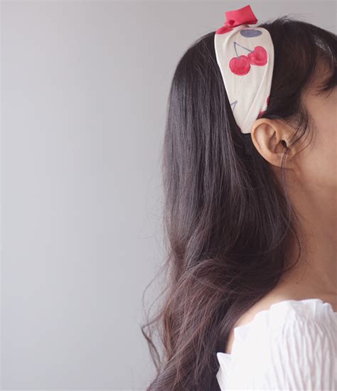 체리 리본 반다나 머리띠 헤어밴드