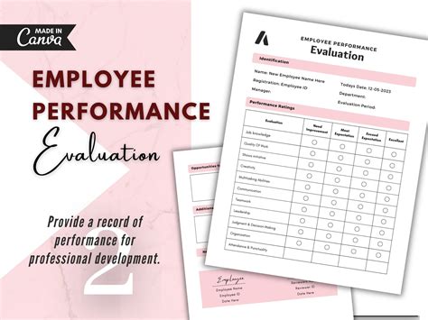 Employee Performance Evaluation Template I Employee Assessment Review Appraisal Form I HR