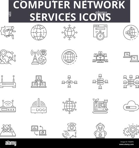 Computer Network Services Line Icons For Web And Mobile Design