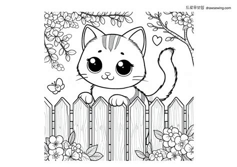귀여운 고양이 색칠공부 도안 5장 드로우 쏘잉