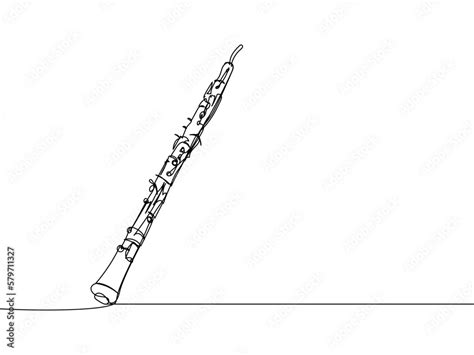 Clarinet One Line Art Continuous Line Drawing Of Wind Symphony Retro Clarinet Bass Oboe