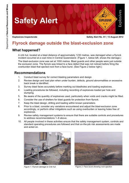 Explosives Safety Alert Flyrock Damage Outside The
