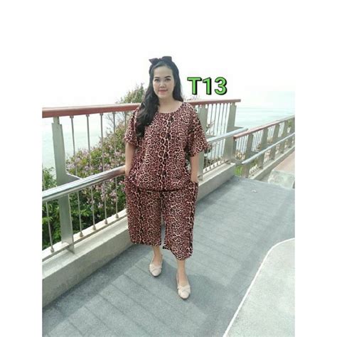 เสื้อผ้าสาวอวบ ชุดเซ็ตกางเกงขายาว งานสวยๆอก48 52 Chit2158 Thaipick