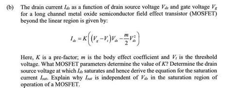Solved The Drain Current Ids As A Function Of Drain Source