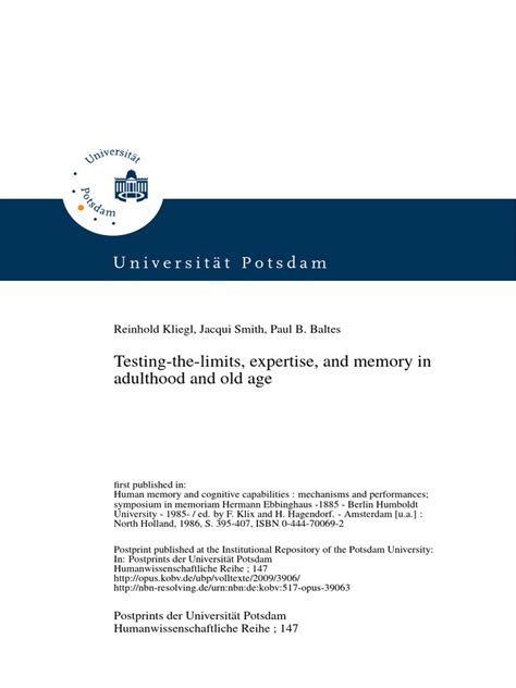 Testing The Limits Expertise And Memory Pdf Recall Memory Memory
