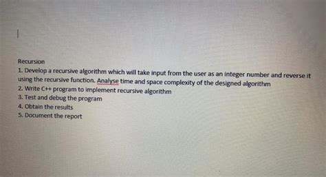 Solved Recursion 1 Develop A Recursive Algorithm Which Will Chegg Com