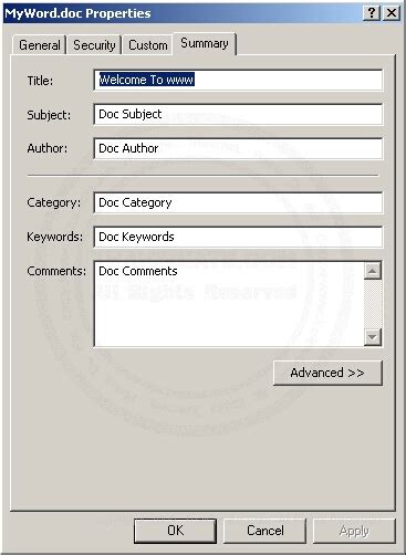 Php And Word Wordapplication Builtindocumentproperties