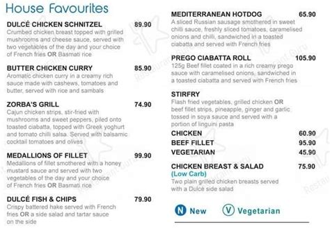 Menu At Dulce Cafe Cape Town Cape Town International Airport