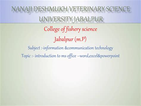 Introduction To Ms Office Wordexcel And Powerpoint Pptx