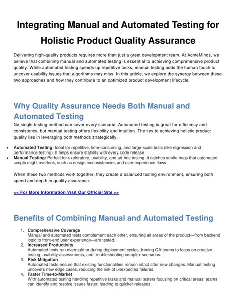 Ppt Integrating Manual And Automated Testing For Holistic Product Quality Assurance Powerpoint