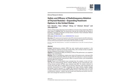 Clinical Evidence Thyroid Rfa Treatment Top Specialist Ca