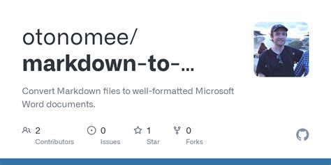 Github Otonomeemarkdown To Docx Convert Markdown Files To Well